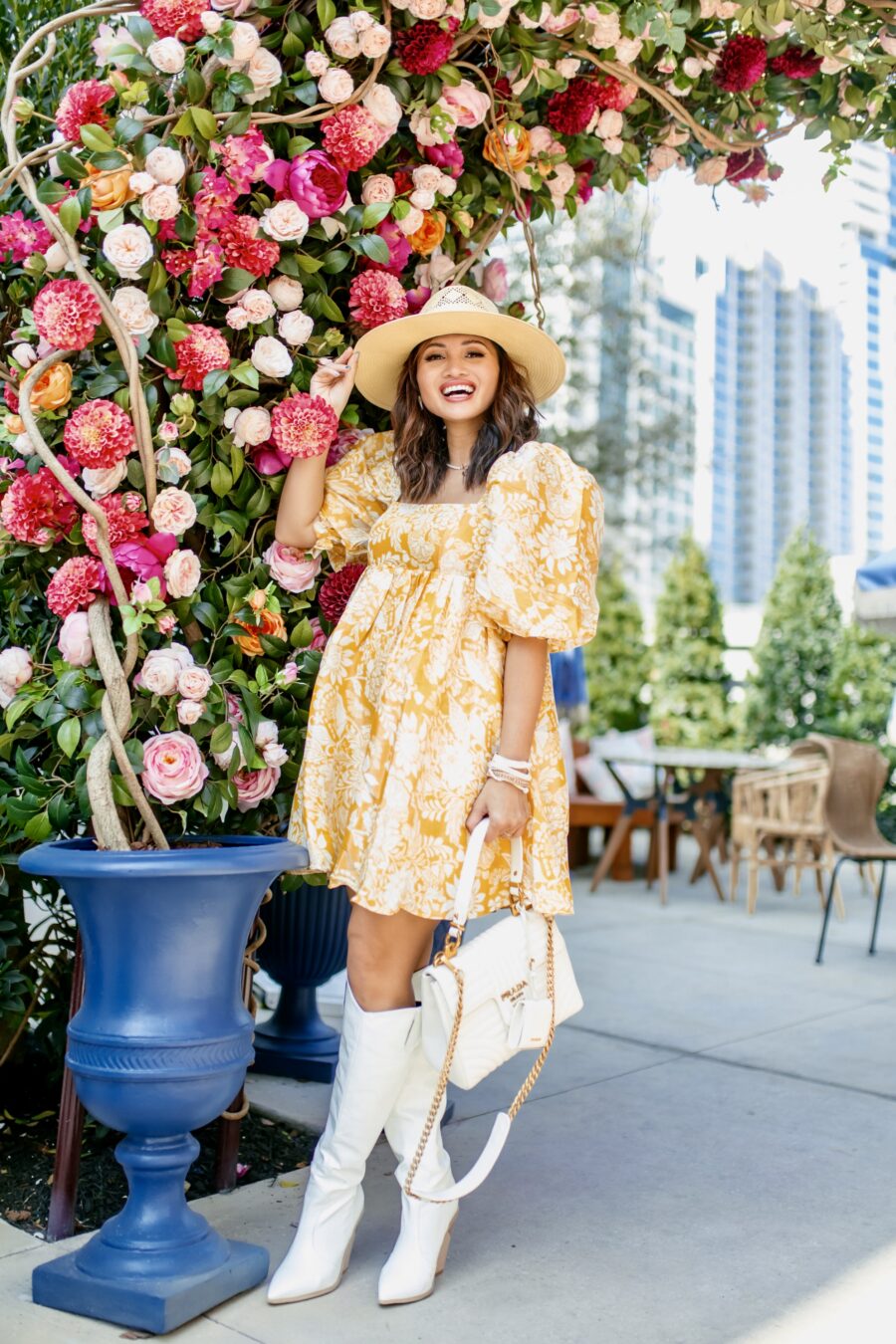 Yellow Floral Baby Doll Dress - Dawn P. Darnell